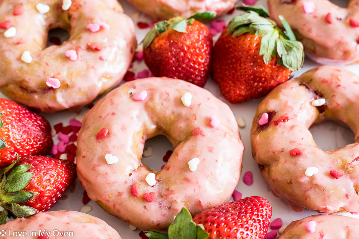 Baked Strawberry Buttermilk Donuts | Love In My Oven