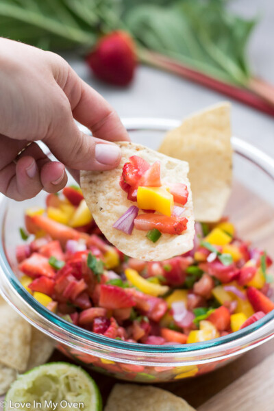 Strawberry Rhubarb Salsa - Love In My Oven