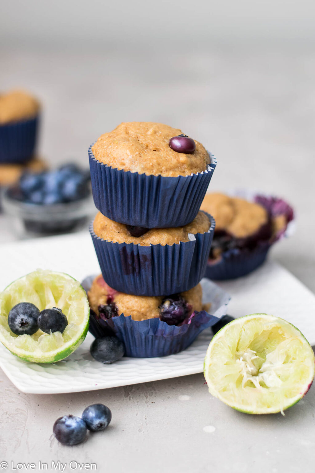 Greek Yogurt Blueberry Lime Muffins - Love In My Oven