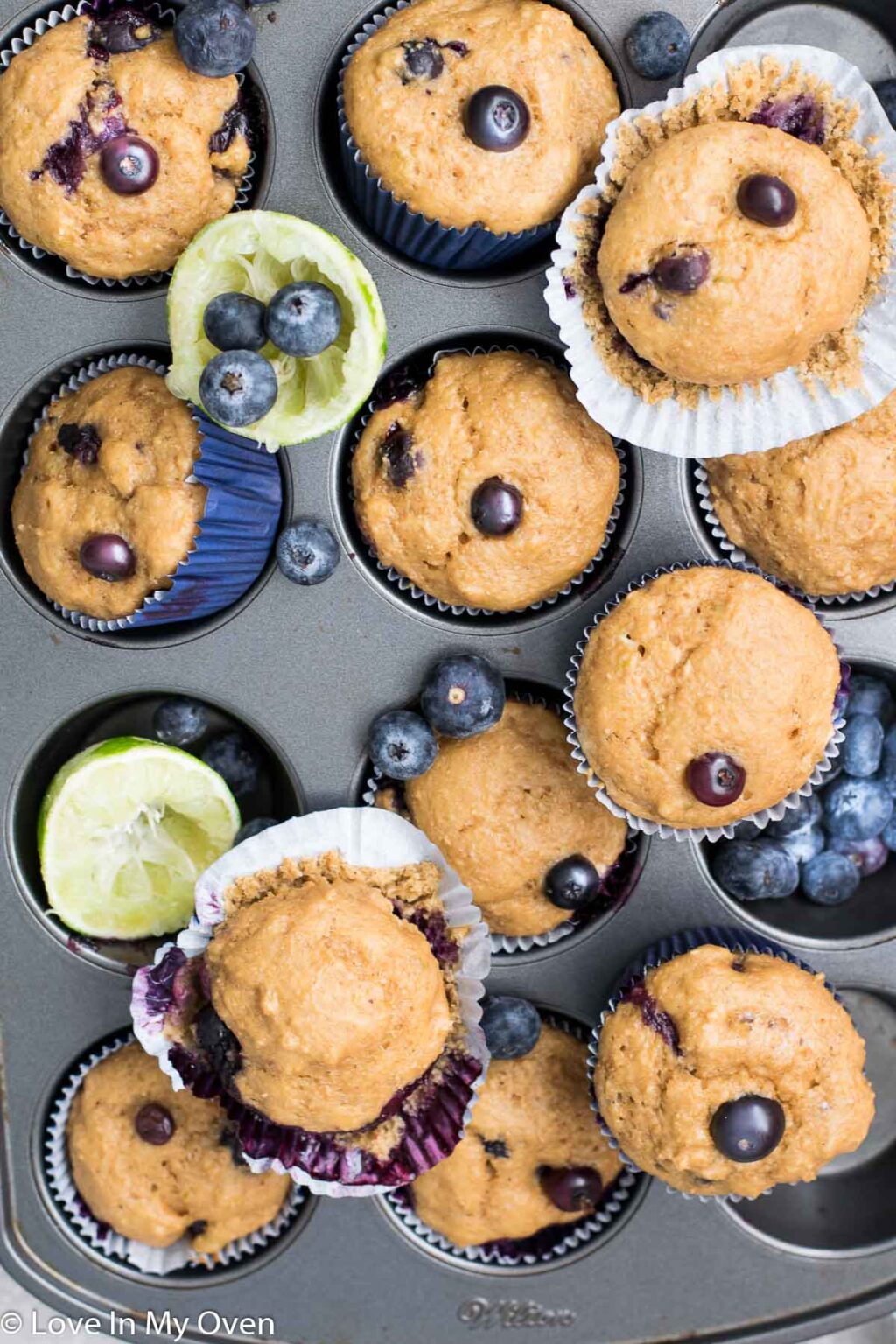 Greek Yogurt Blueberry Lime Muffins - Love In My Oven