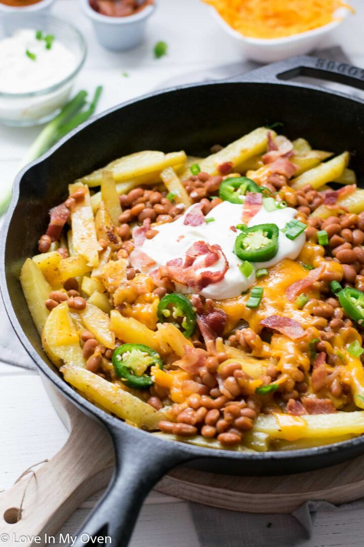Skillet Loaded Cheese Fries - Love In My Oven