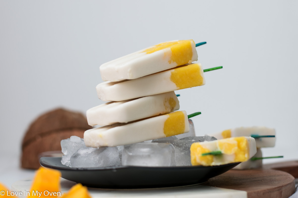 Mango Coconut Popsicles - Love In My Oven