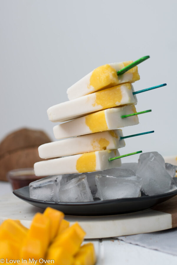 Mango Coconut Popsicles - Love In My Oven