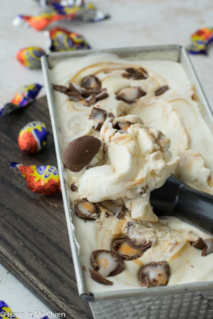 No Churn Crème Egg Ice Cream - Love In My Oven