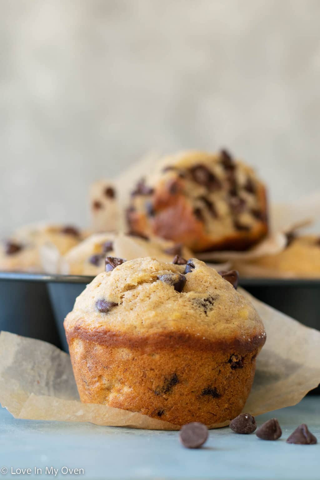Bakery Style Banana Chocolate Chip Muffins - Love In My Oven