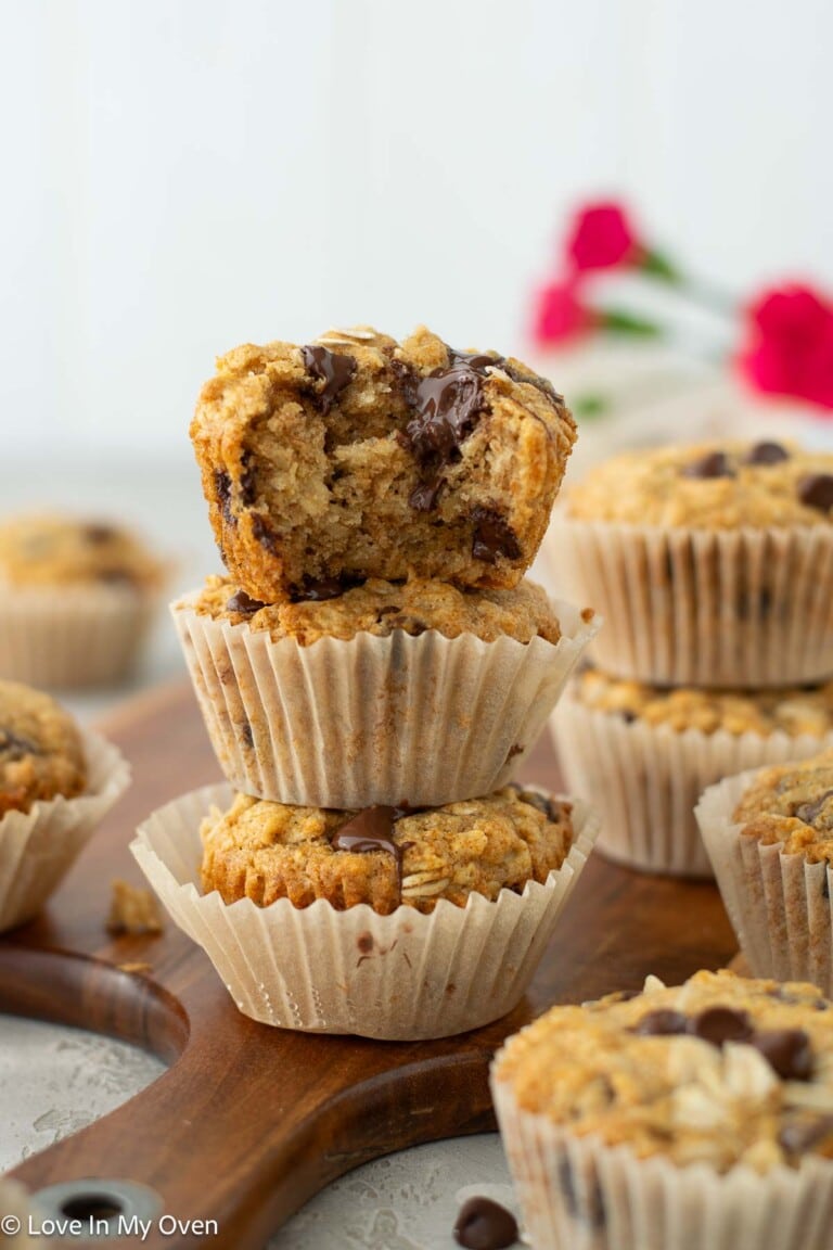 Oatmeal Chocolate Chip Muffins (No Refined Sugars) - Love In My Oven